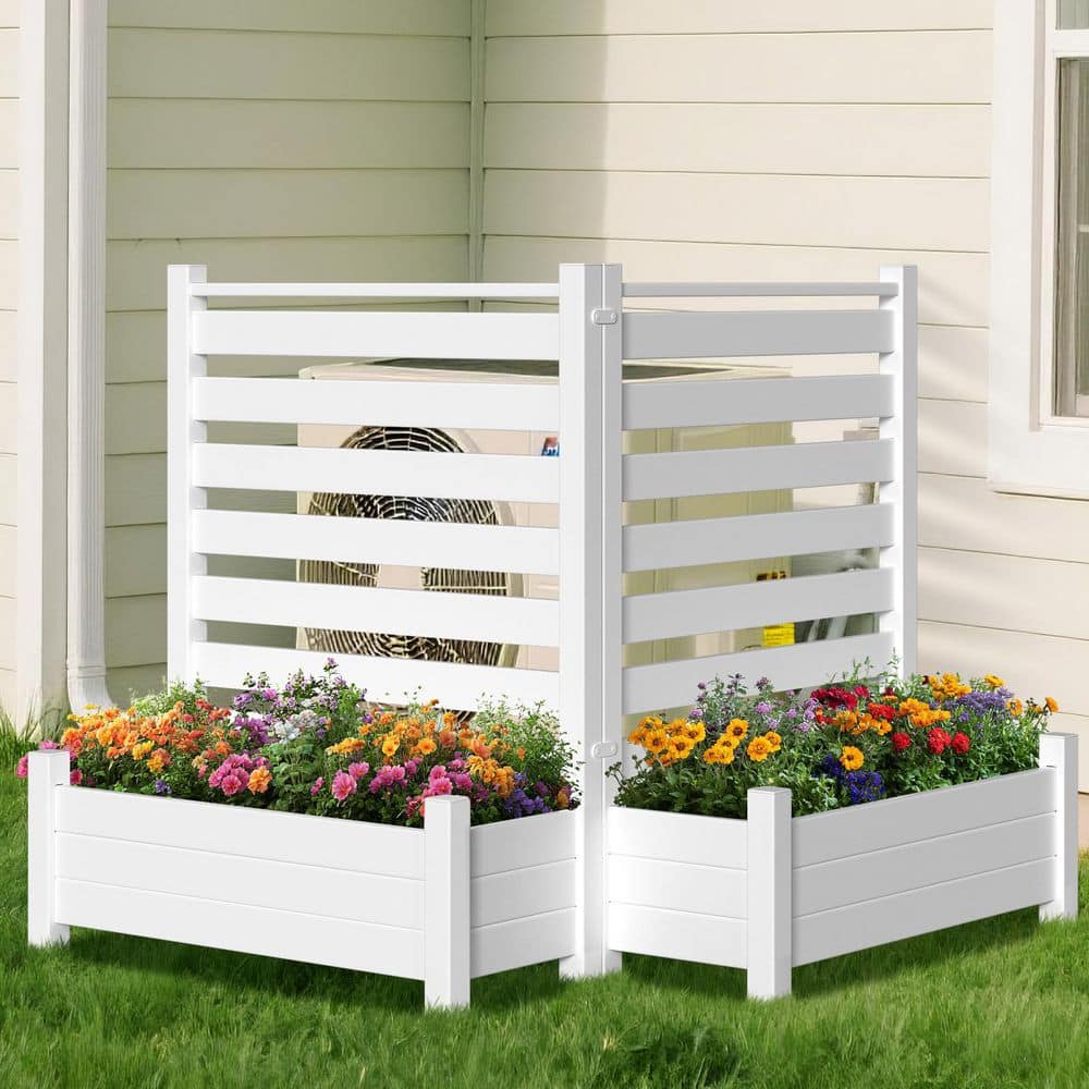BOZTIY PVC Outdoor Privacy Panel with Planter Box Vinyl Decorative ...