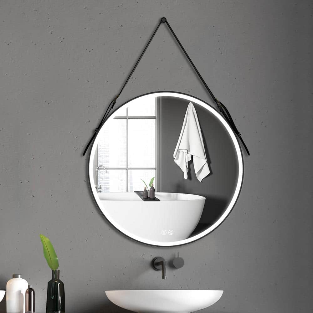 Zeafive 28 in. W x 28 in. H Round Framed Wall Mounted Led Bathroom ...