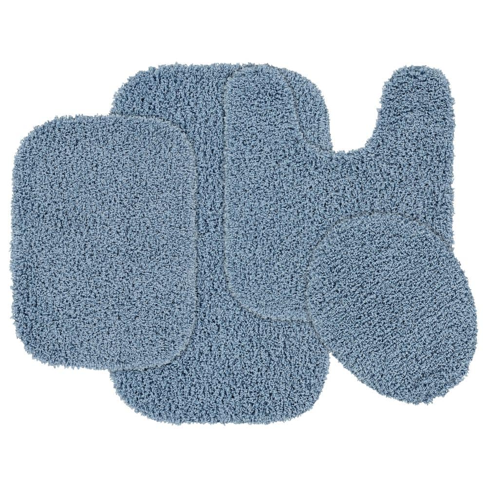 Garland Rug Basin Blue Jazz Shaggy Nylon 4- Piece Bath Rug Set ...