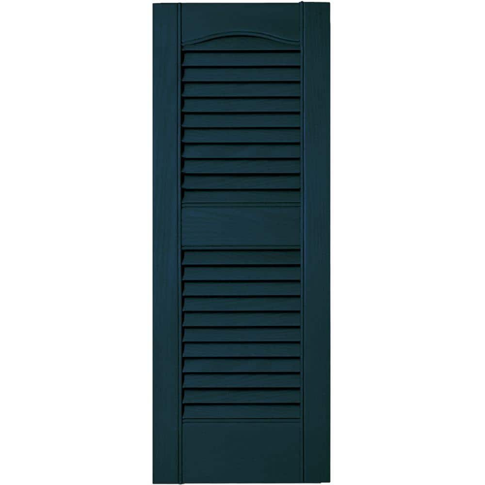 Builders Edge 12 in. x 31 in. Louvered Vinyl Exterior Shutters Pair in ...
