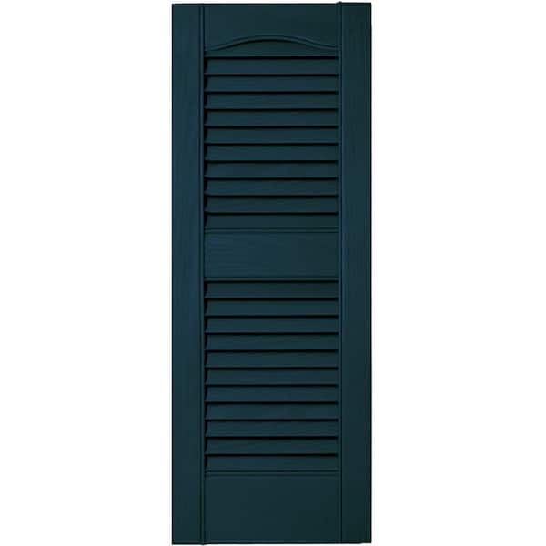 Builders Edge 12 in. x 31 in. Louvered Vinyl Exterior Shutters Pair in ...