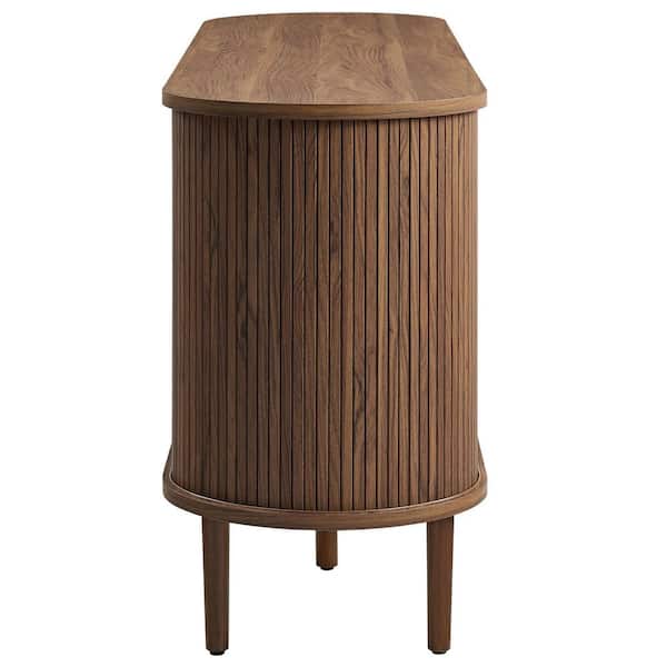 MODWAY Harlan Walnut MDF 67 in. Fluted Oval Sideboard Cabinet with ...