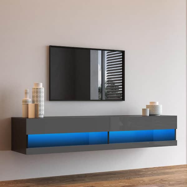 Dark grey floating tv unit store