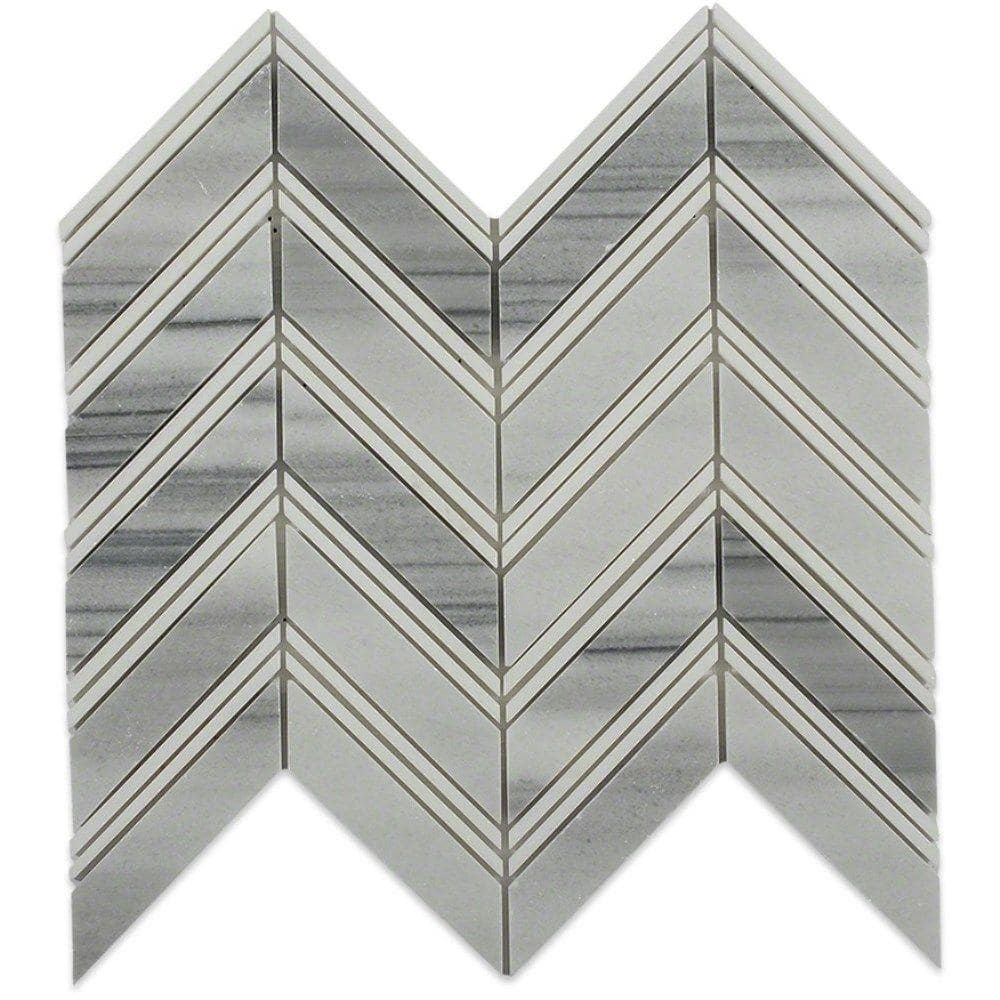 Ivy Hill Tile Royal Herringbone Cipolino and Thassos Strips 3 in. x 6 ...