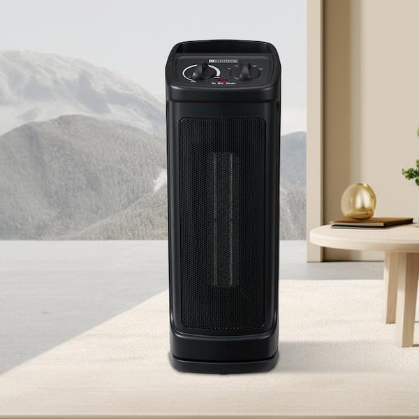 Jushua 1,000W/1500W 22 in. Black Portable Electric Heater with ...