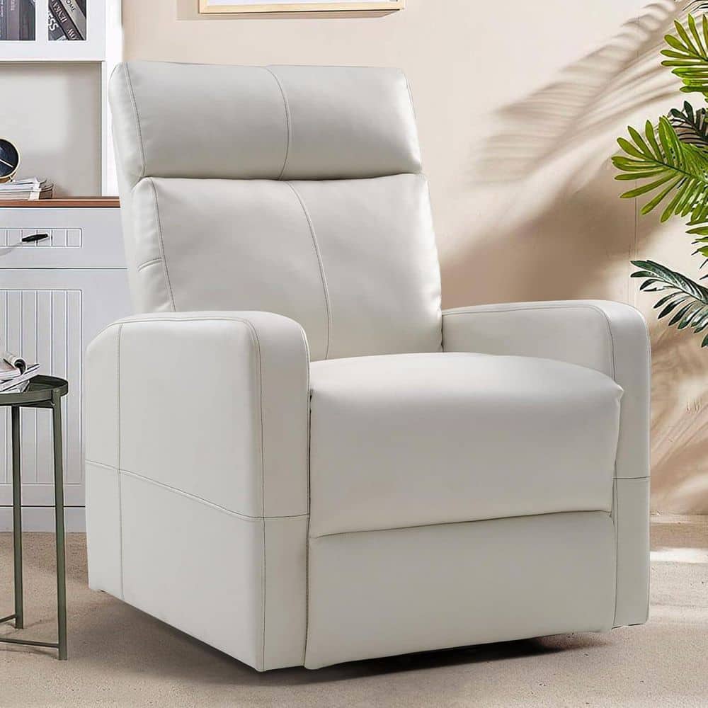 Bestier 36 in. Light Grey Modern and Overstuffed Soft Vegan Leather ...