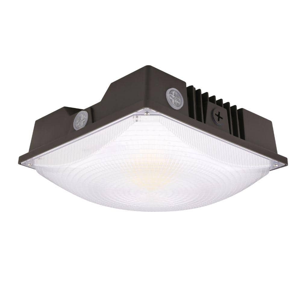 ETI LIGHTING 200- Watt Equivalent Bronze Integrated LED Canopy Light ...