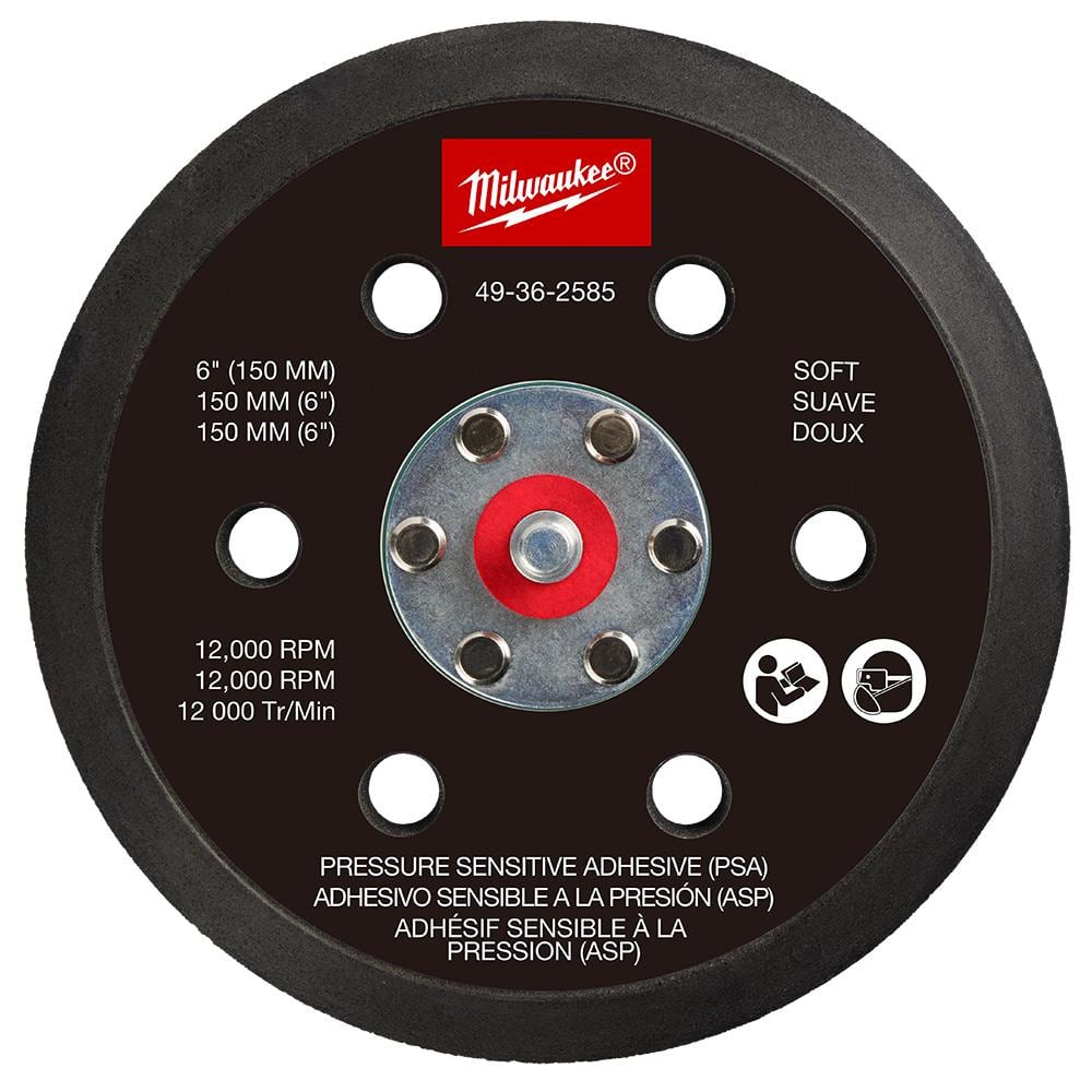Milwaukee 6 in. Pressure Sensitive Adhesive Sander Backing Pad - Soft ...