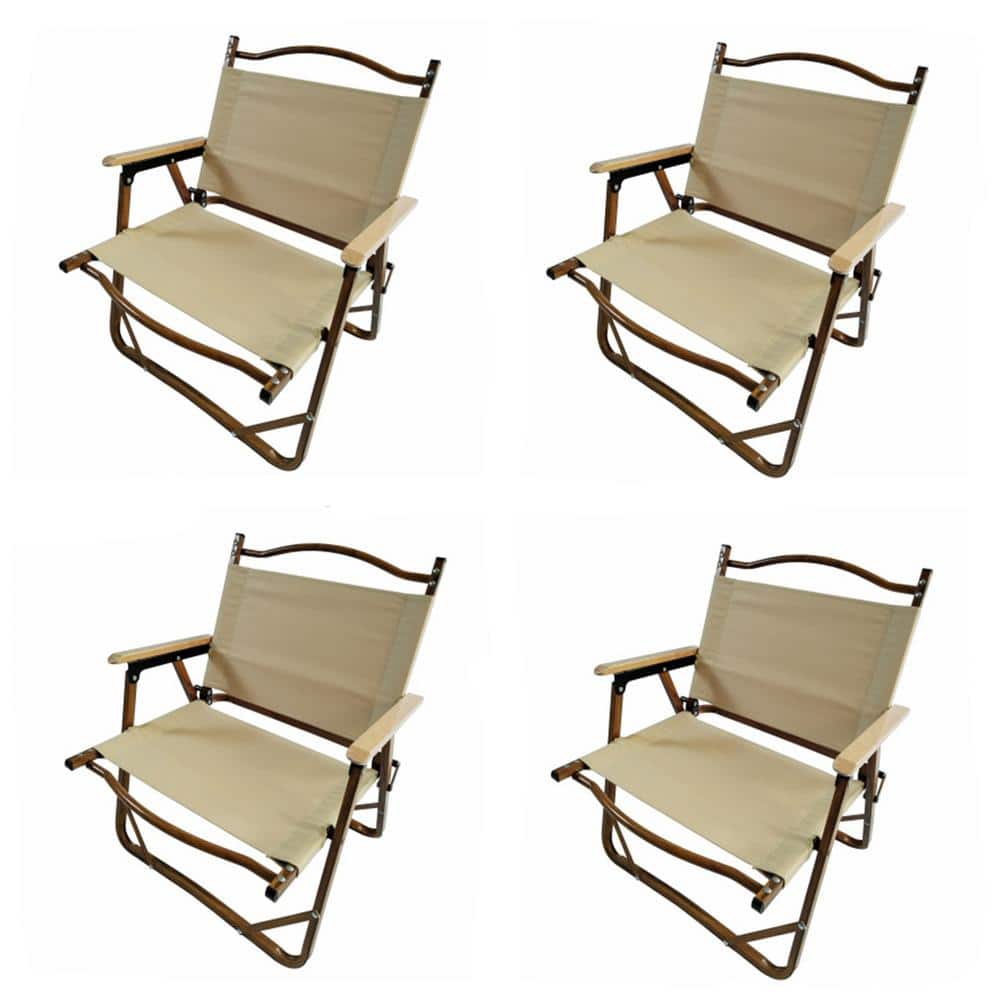 GAWEZA Natural Aluminium Portable Folding Camping Chair (Set of 4 ...