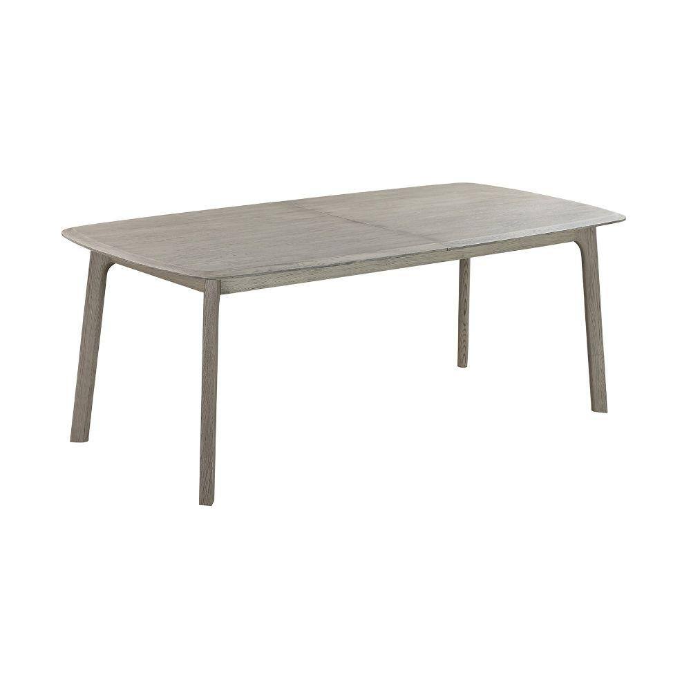 Benjara 93 in. Gray Oak Wood Top 4 Legs Extendable Dining Table with ...