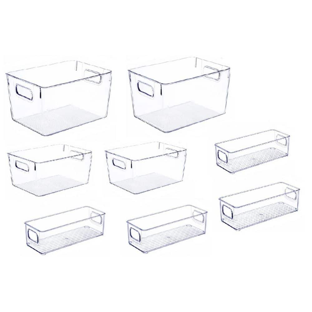 8-Shelf Clear Stackable Storage Bins Set Transparent Plastic Home ...