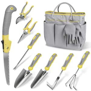 10-Piece Stainless Steel Garden Tool Set with Heavy Duty Storage Tote ...