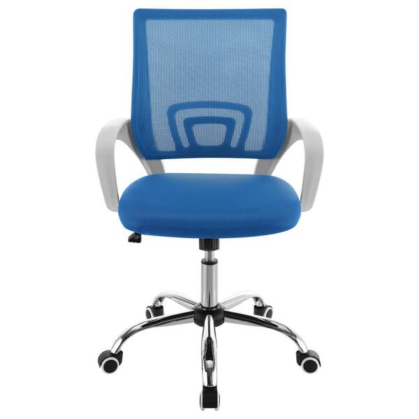 Coaster Felton Fabric Adjustable Height and Contoured Mesh Back Ergonomic Office Chair in Blue with Arms 802018