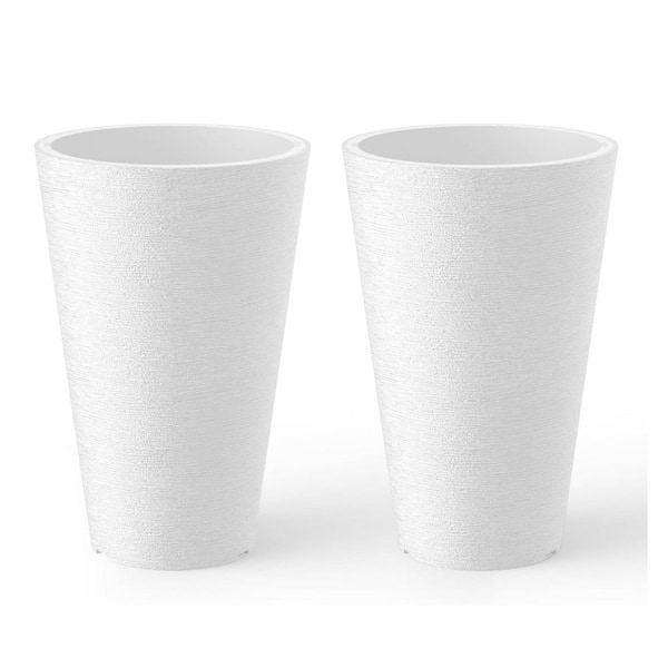 Large White Plastic Indoor/Outdoor Planter (8.6 in. W x 13 in. H) 2 ...
