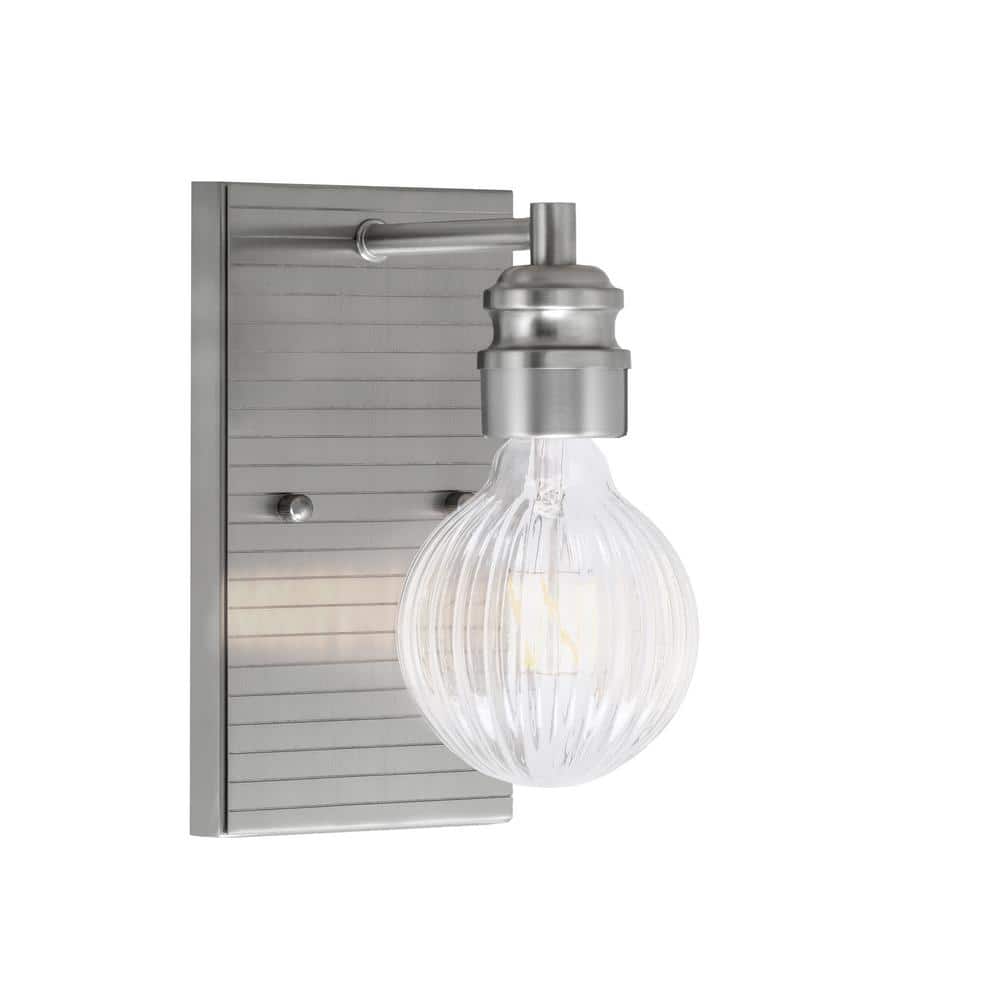 Albany 4.75 in. 1 Light Wall Sconce Brushed Nickel with 4 Watt LED Bulb ...