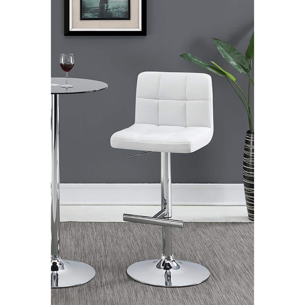 Coaster Lenny 26.5 in. Chrome and White Tufted Back Metal Frame ...