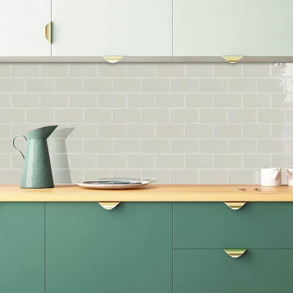 White 12.6 in. x 10.6 in. Vinyl Peel and Stick Backsplash Tile for ...