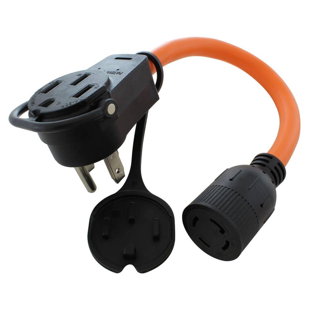 AC WORKS 1.5 ft. 50A 14-50 Piggy-Back Plug with L14-30R Connector ...