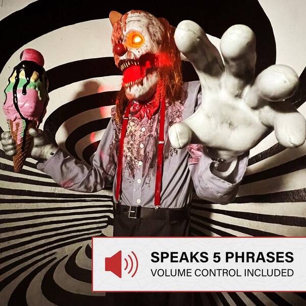 Haunted Hill Farm 6.9 ft. Life-Size Motion-Sensor I Scream Clown ...