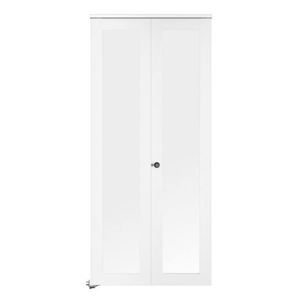 GOLDENPOLEY 24 in. x 78 in. 1-Lite Frosted Glass Solid Core White ...