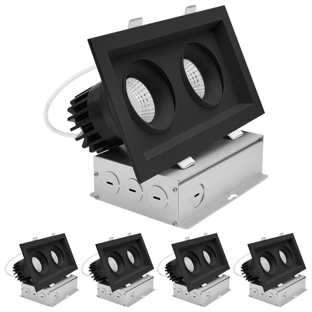 LUXRITE 2-Head Integrated LED Rectangular Black Regressed Gimbal ...