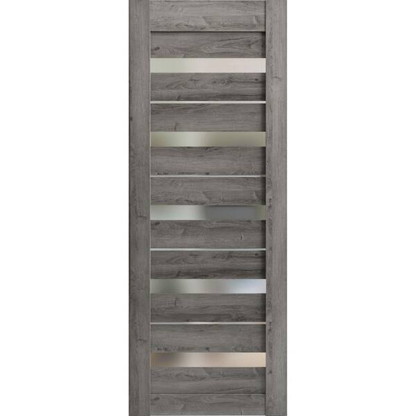 Sartodoors 42 in. x 80 in. Solid Wood Frosted glass Nordic White ...