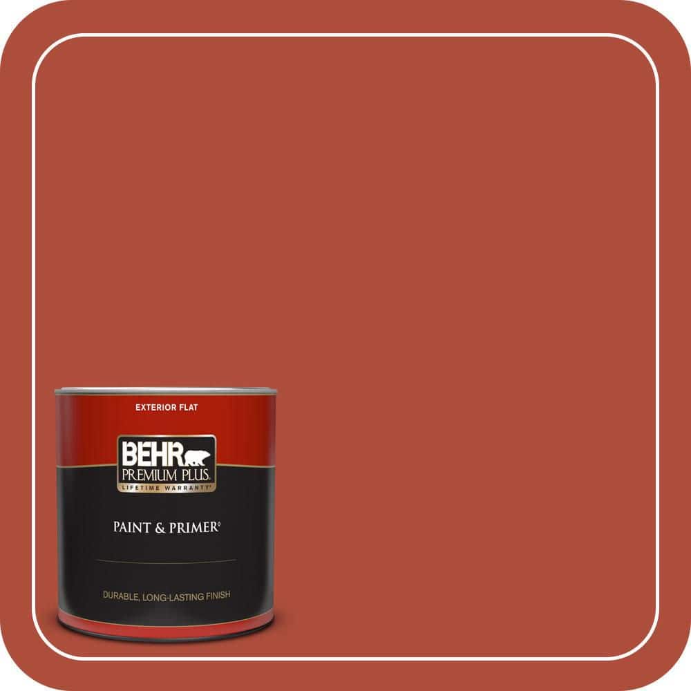 BEHR PREMIUM PLUS 1 qt. #MQ4-35 Torch Red Flat Exterior Paint & Primer ...