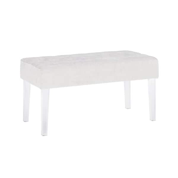 Linon Home Decor Mima Platinum Acrylic Leg 18 in. D x 35 in. W x 17 in ...