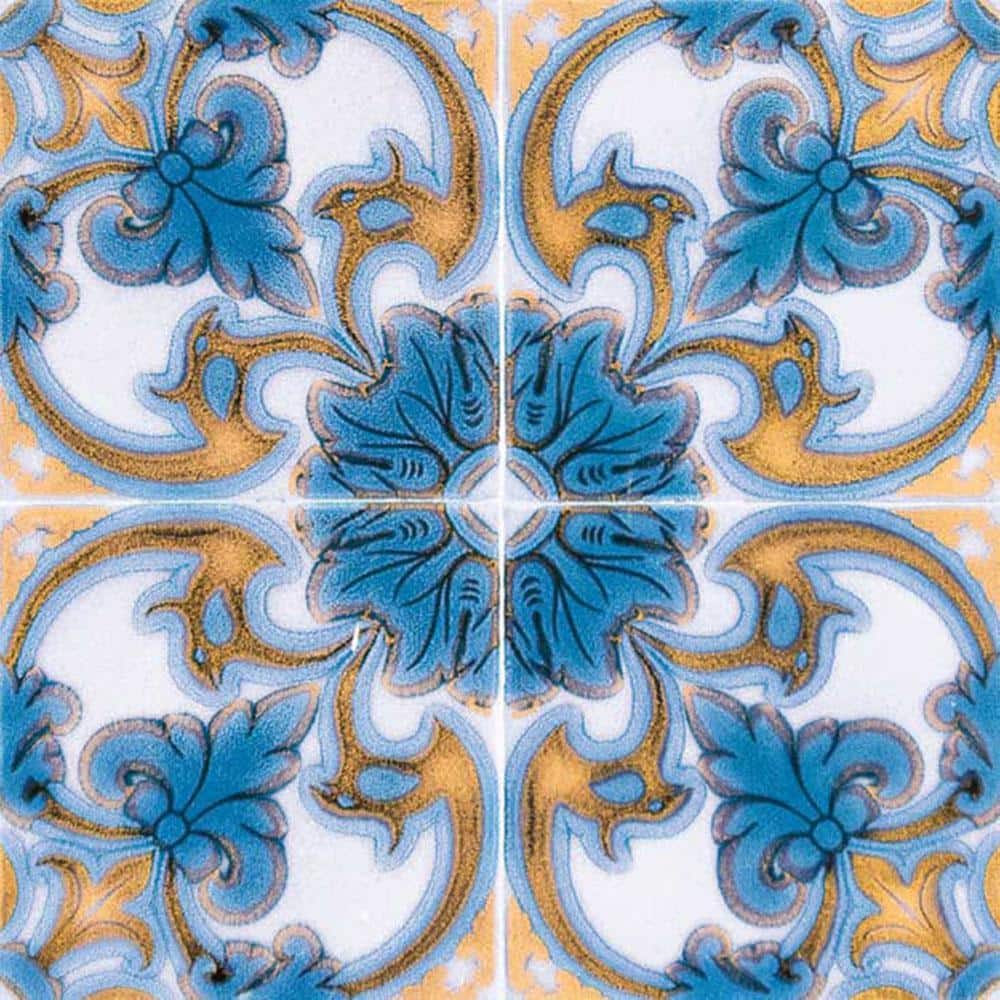 MI ALMA Blue/Orange H35 6 in. x 6 in. Vinyl Peel and Stick Tile (24 ...
