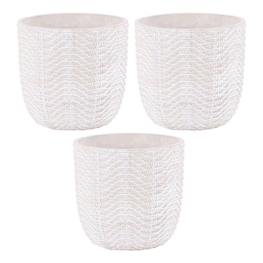 5.3 in. Ceramic Plant Pots with Drainage Holes, Ocean Waves (3-Pack) 3 ...