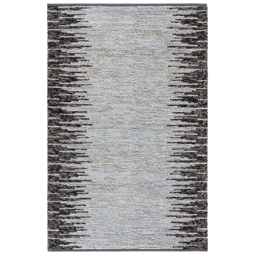 SAFAVIEH Natural Fiber Light Blue/Black 5 ft. x 8 ft. Transition Marle ...