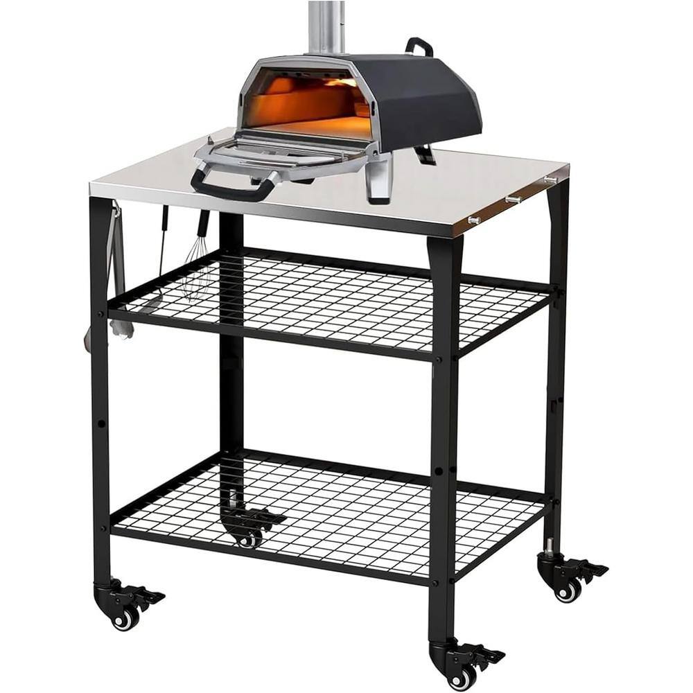 VEIKOUS Outdoor Grill Carts Table Dining Cart Table with Wheels for ...