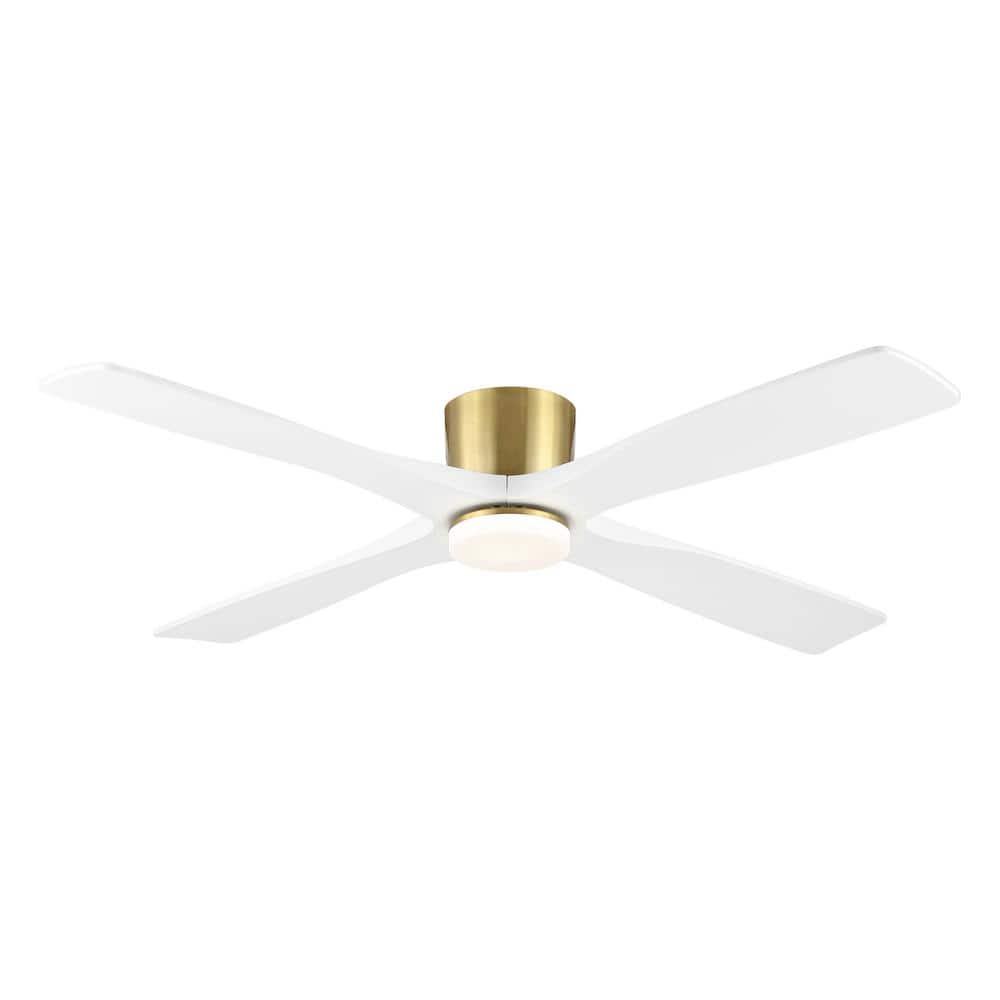 WINGBO 60 in. LED Indoor White Flush Mount DC Ceiling Fan with Lights ...