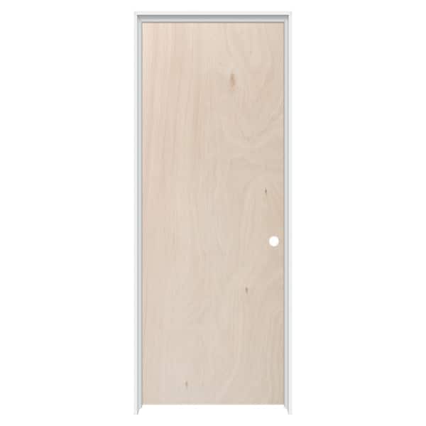 Builders Choice 30 in. x 80 in. Flush Right Hand Hollow Core Unfinished ...