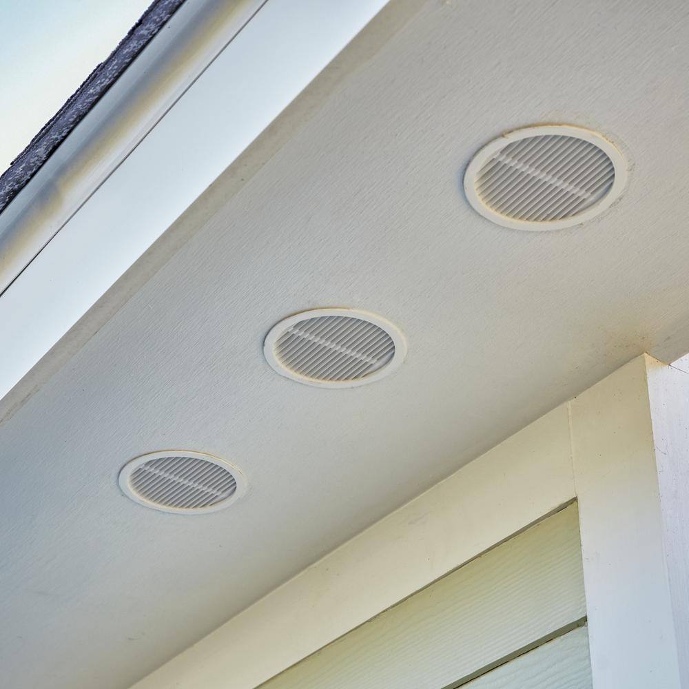 Buy 4 in. Resin Circular Mini Wall Louver Soffit Vent in White (4-Pack ...