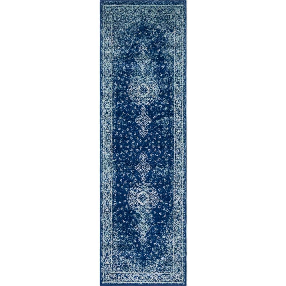 Unique Loom Bromley Midnight Dark Blue 2 ft. x 6 ft. Runner Rug 3144180 ...