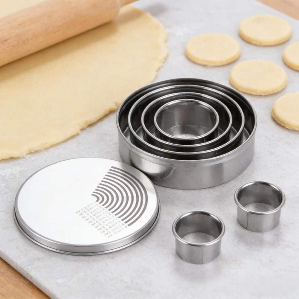 Esepony Stainless Steel Round Cookie Cutter Set and Donut Cutter Ring ...
