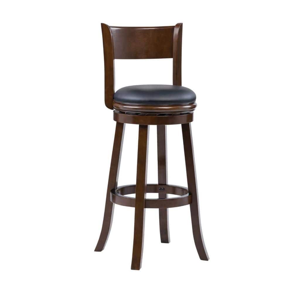 Benjara Milo Swivel Black and Brown Wood Frame Barstool Chair Milo ...