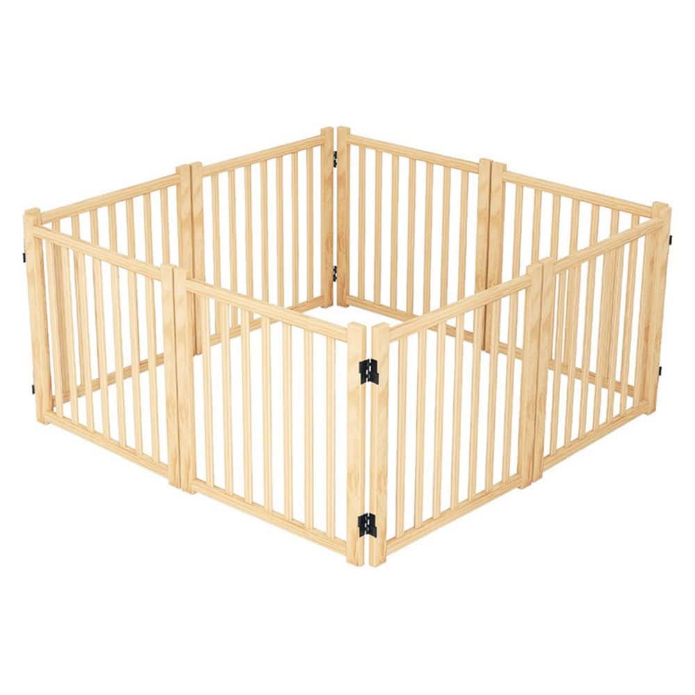 maocao hoom 8-Panel 31 in. H Wooden Freestanding Dog Gates for the ...