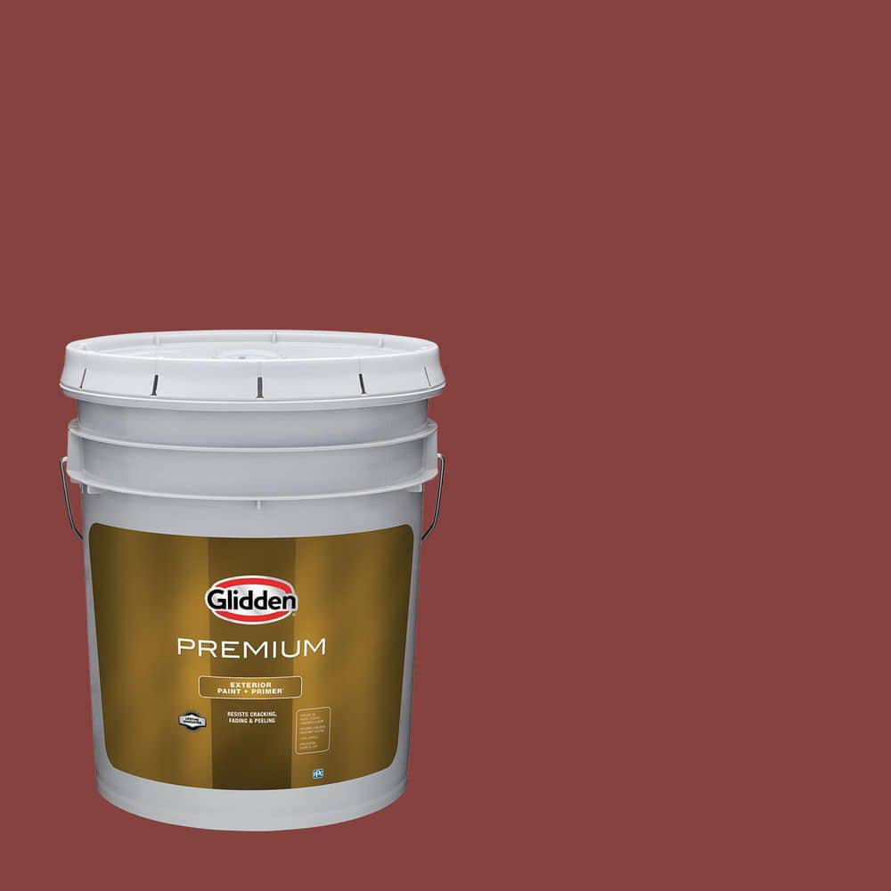 Glidden Premium 5 gal. PPG1056-7 Brick Dust Satin Exterior Latex Paint ...