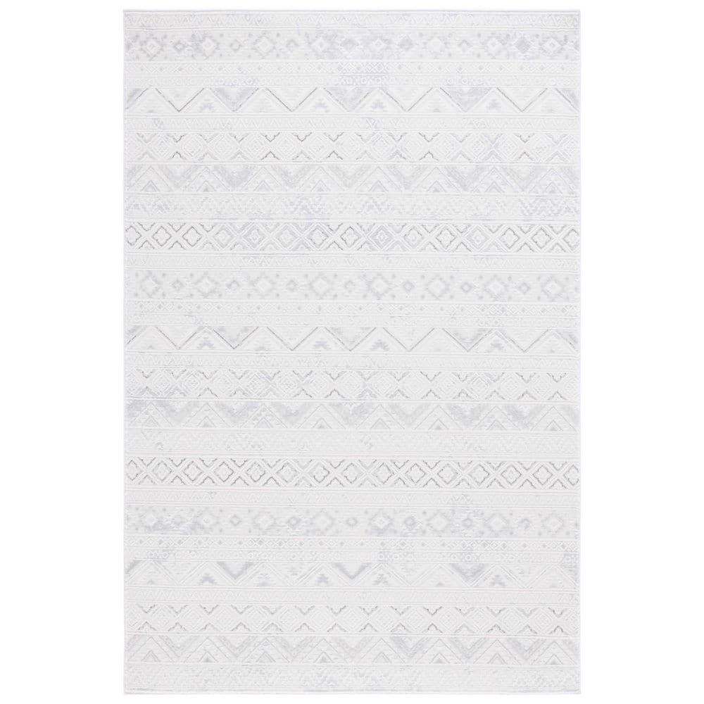 SAFAVIEH Hanna Ivory/Light Gray 4 ft. x 6 ft. Striped Aztec Area Rug ...