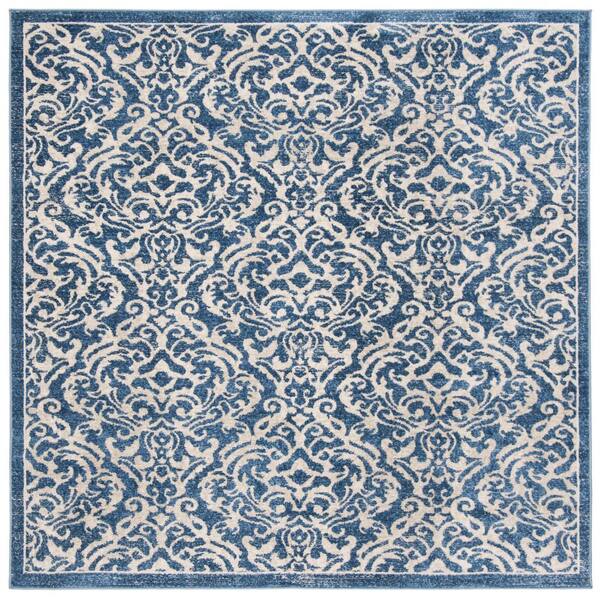 SAFAVIEH Brentwood Navy/Cream 7 ft. x 7 ft. Square Geometric Medallion ...