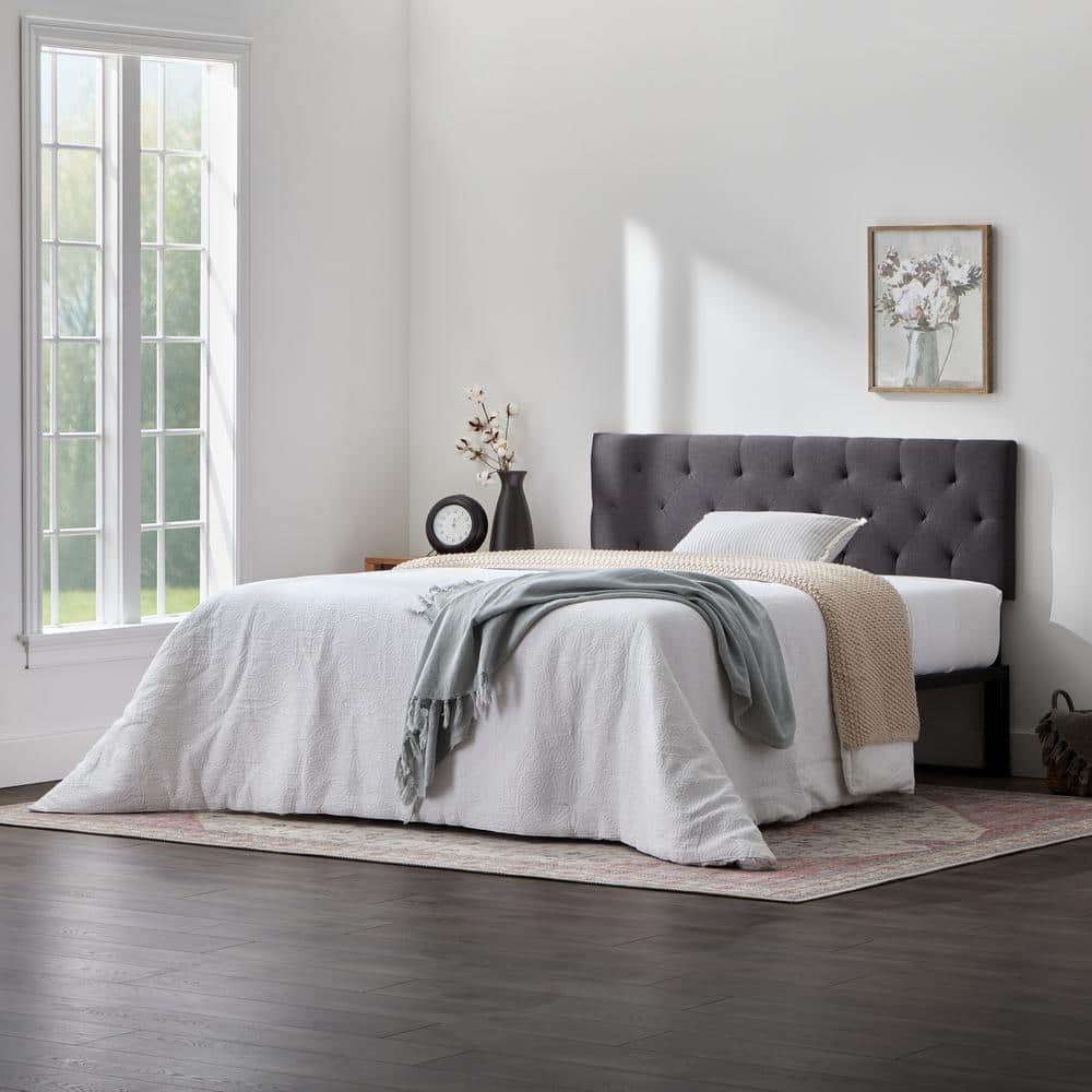 Brookside Kaylee Adjustable Charcoal Full Upholstered Low Profile ...