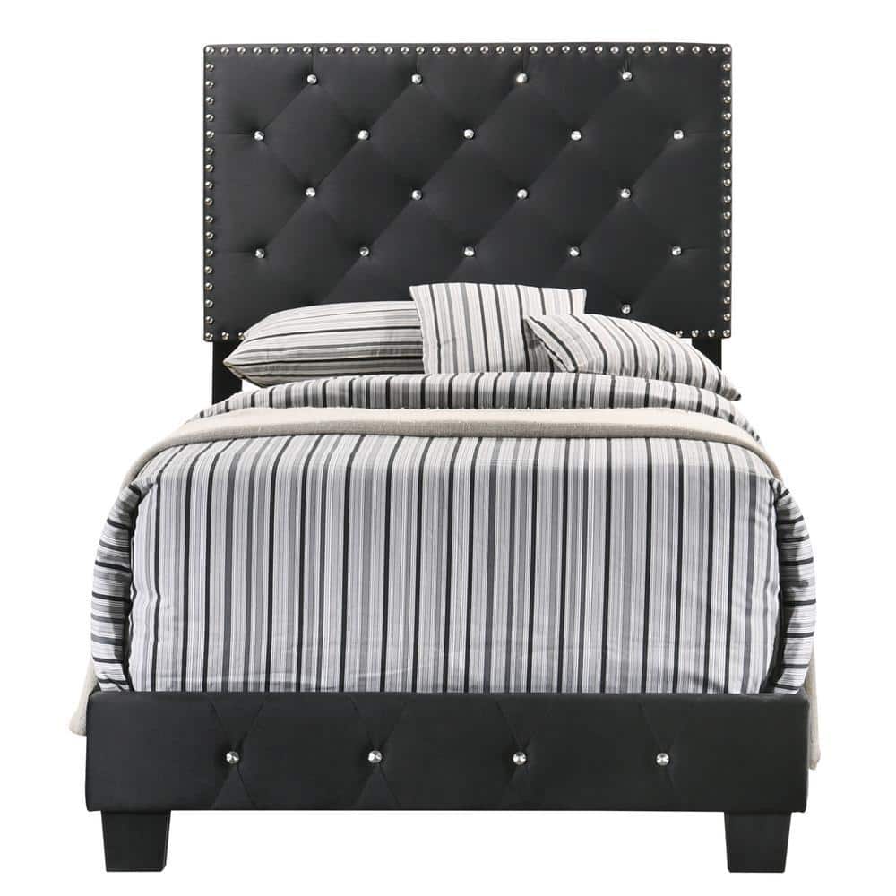 AndMakers Suffolk Black Twin Panel Bed PF-G1407-TB-UP - The Home Depot