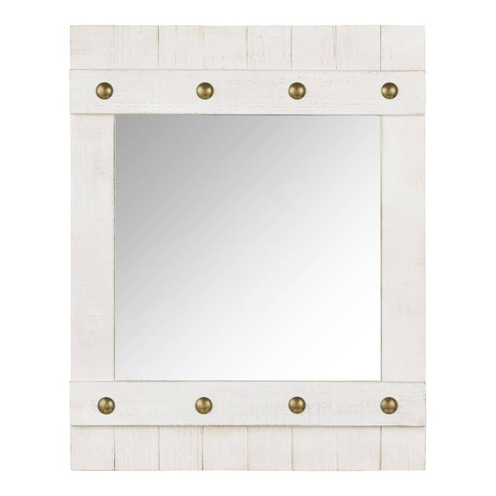 Home Decorators Collection Medium Brass Studded White Wooden Shiplap ...