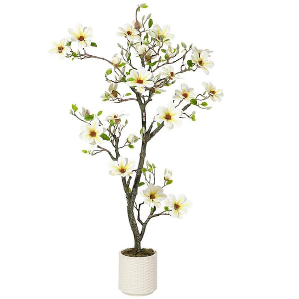 5 ft. Faux Magnolia Plants Artificial Flower Trees, Artificial Magnolia ...