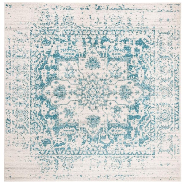 SAFAVIEH Madison Teal/Ivory 4 ft. x 4 ft. Square Area Rug MAD603J-4SQ ...