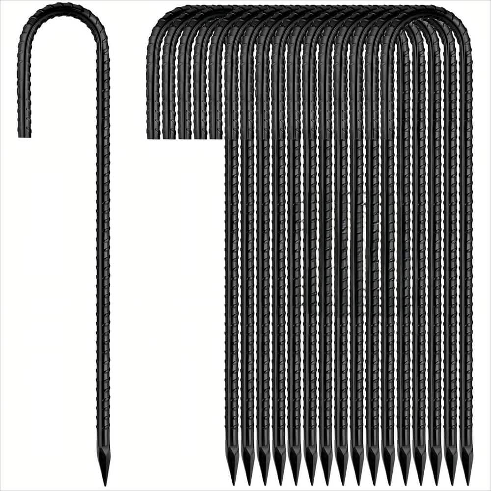 OGETFUUR 12 in. Rebar Stakes J Hook Ground Stakes, Heavy Duty ...