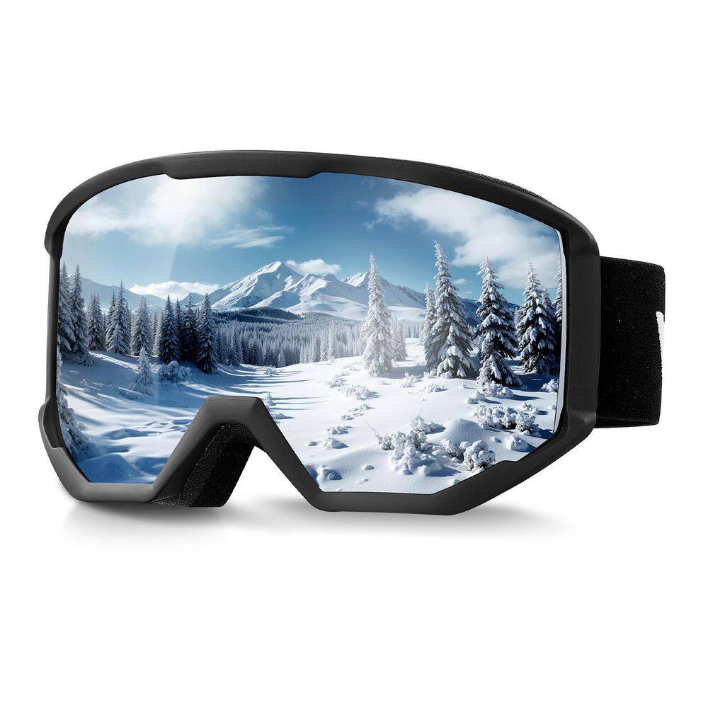 VEVOR Ski Goggles, Cylindrical Silver Mirror Lens OTG Anti-Fog Snow ...