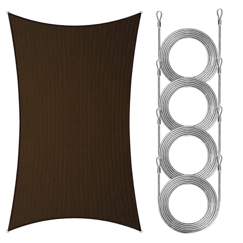 ROYAL SHADE 8 ft. x 14 ft. Rectangle Sun Shade Sail with Rope-Brown RR ...